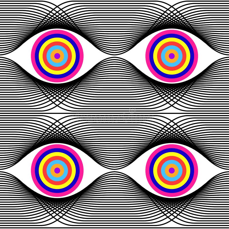 Abstract Vector Seamless Op Art Pattern. Monochrome Graphic Ornament ...