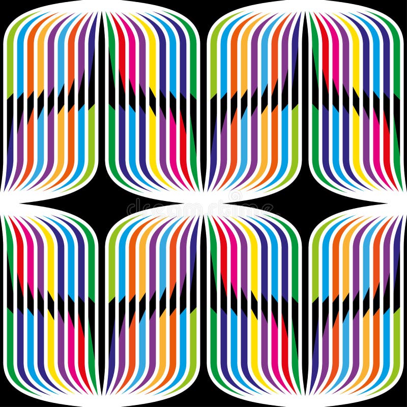 Abstract Vector Seamless Op Art Pattern. Colorful Disco Ornament Stock ...