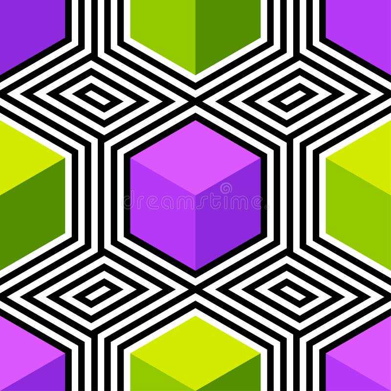 Abstract Vector Seamless Op Art Pattern. Colorful Pop Art, Graphic ...