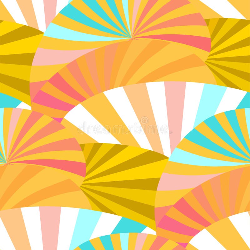 Abstract Vector Seamless Pattern of Colorful Radiant Shapes. Stock ...