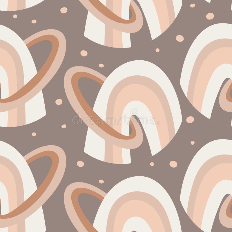 Abstract Vector Seamless Pattern with Rainbow Shapes, Flat Style. Stock ...