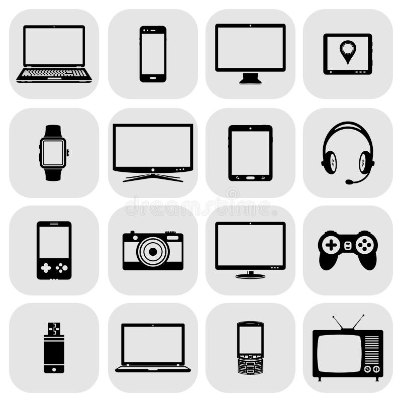 Abstract Vector Set of Digital Devices and Electronic Gadgets Icons ...