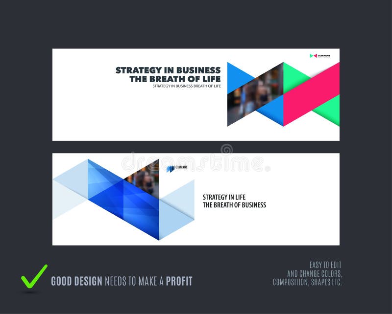 Abstract Vector Set of Horizontal Website Banners with Colourful ...