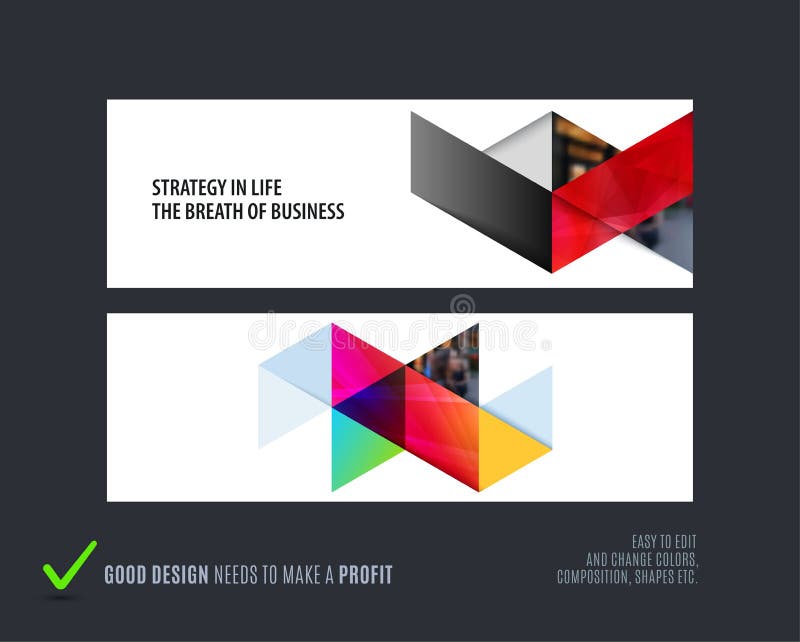 Abstract Vector Set of Horizontal Website Banners with Colourful ...