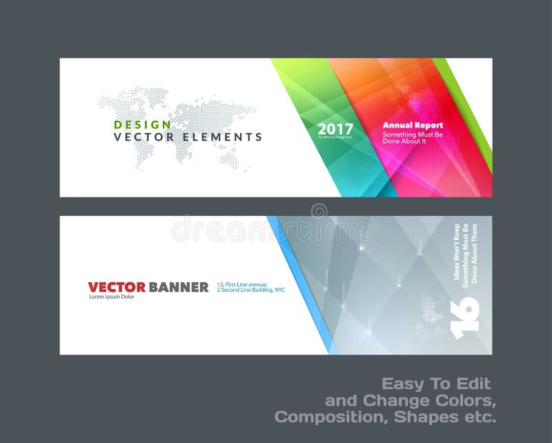 Abstract Vector Set of Modern Horizontal Website Banners with Colourful ...