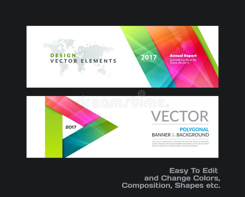 Abstract Vector Set of Modern Horizontal Website Banners with Colourful ...