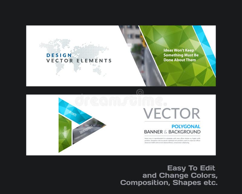 Abstract Vector Set of Modern Horizontal Website Banners with Colourful ...