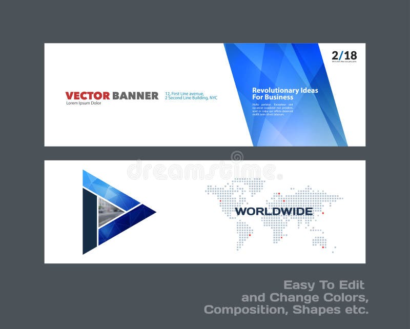 Abstract Vector Set of Modern Horizontal Website Banners with Colourful ...