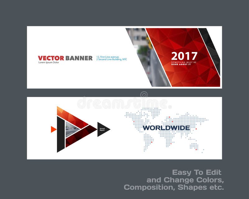 Abstract Vector Set of Modern Horizontal Website Banners with Colourful ...