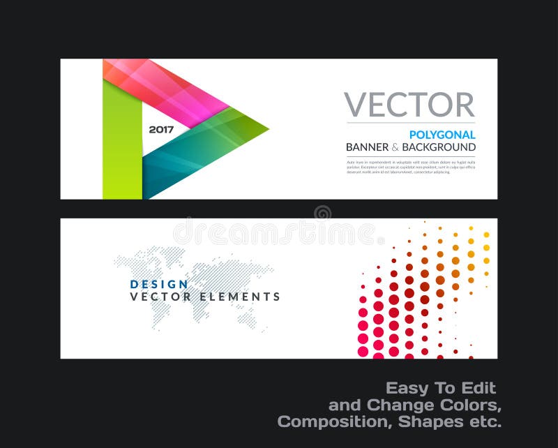 Abstract Vector Set of Modern Horizontal Website Banners with Colourful ...