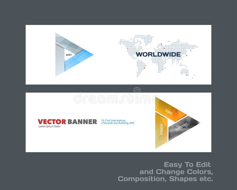 Abstract Vector Set of Modern Horizontal Website Banners with Colourful ...