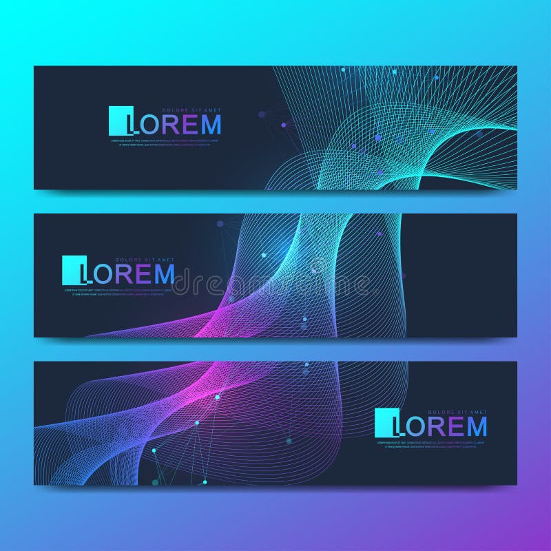 Abstract Vector Set of Modern Website Banners. Scientific Cybernetics ...