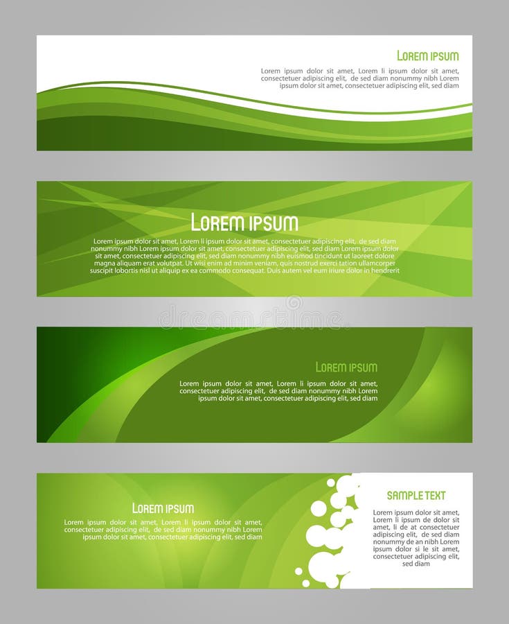 Abstract Vector Set of 4 Simply Banner in Green Color Stock ...