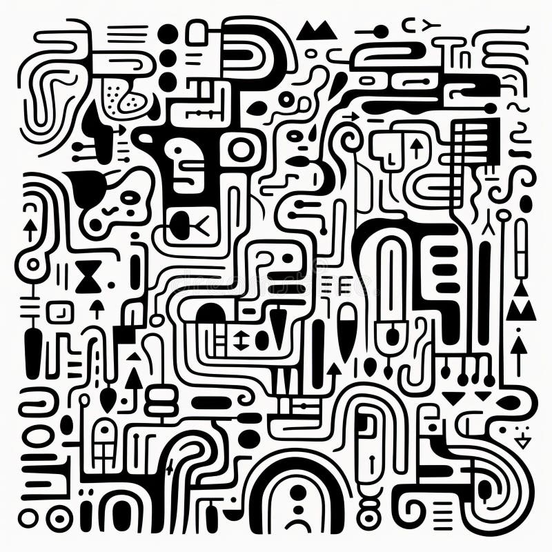 Abstract Vector Sketch Poster with Reductionist Form and Whimsical ...