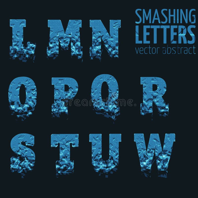 Abstract Vector Smashing Mesh Letters. Futuristic Technology Style ...