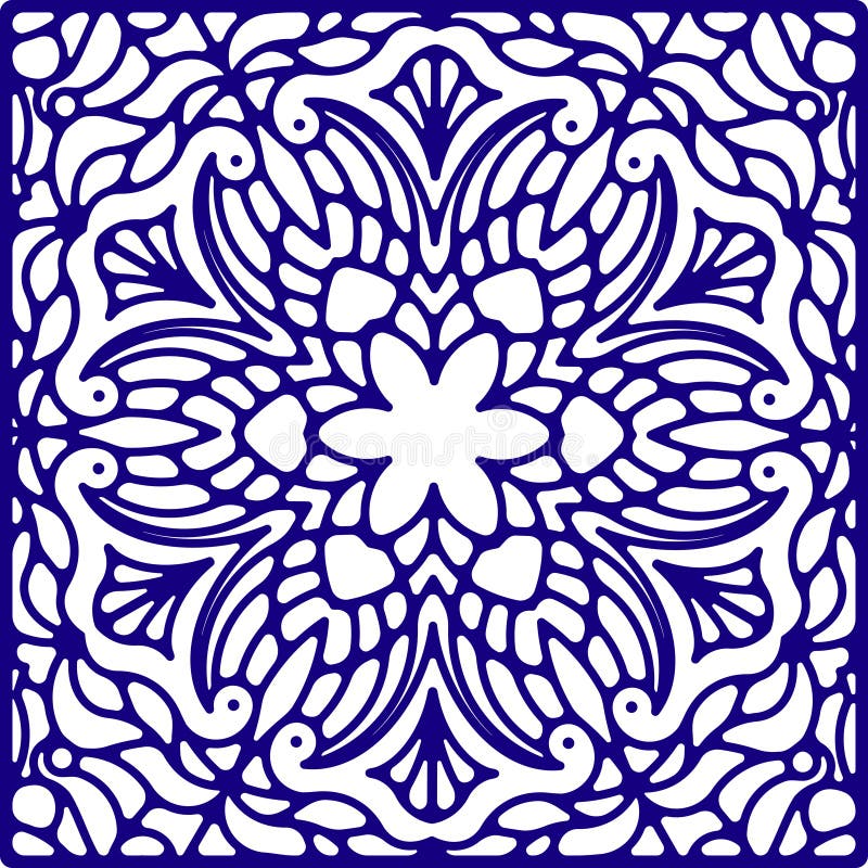 Abstract Vector Square Lace Design in Blue Color - Background, D Stock ...