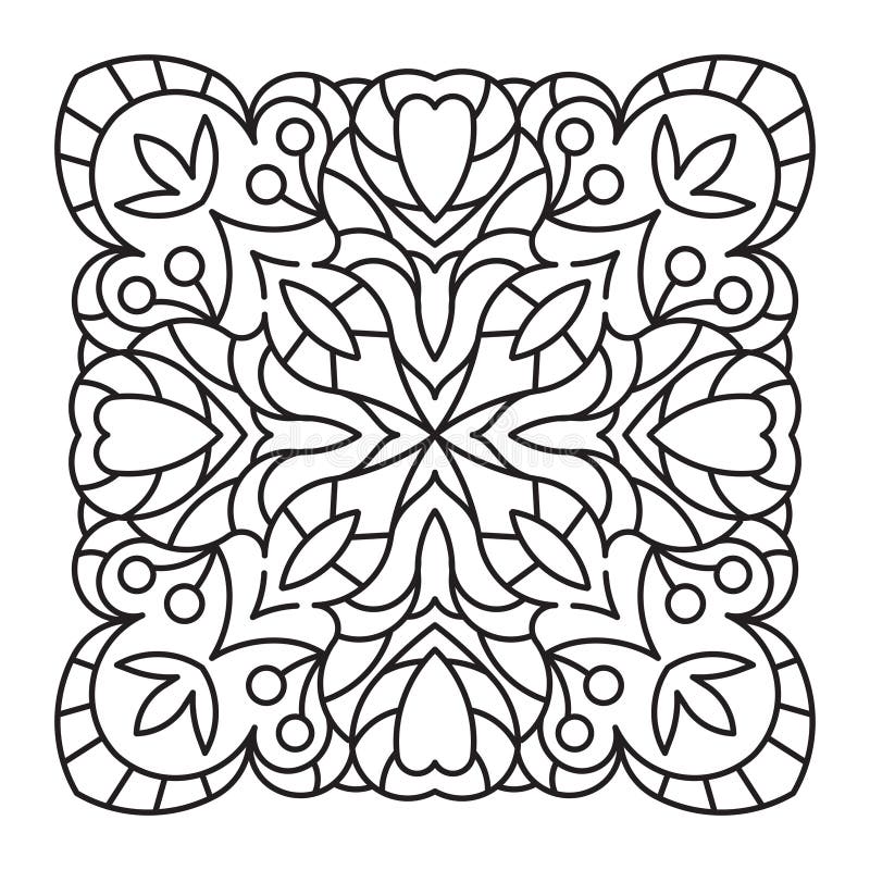 Abstract Vector Square Lace Design in Mono Line Style - Background ...