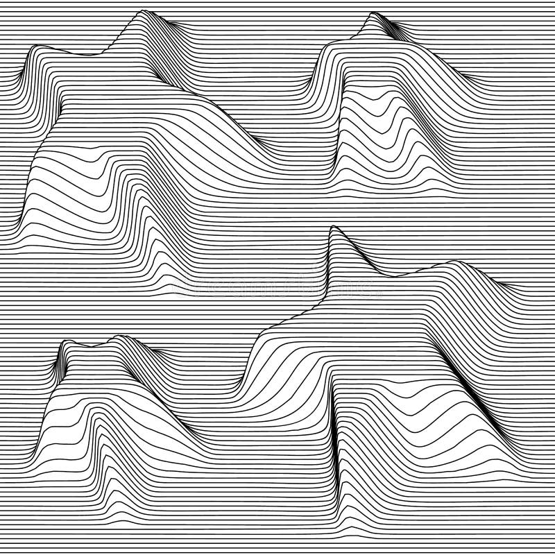 Abstract Vector Stars Seamless Moire Pattern with Lines. Stock Vector ...