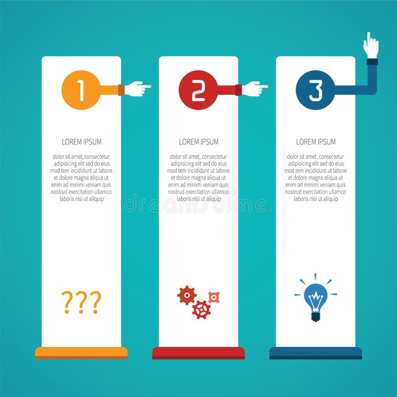 Abstract Vector 3 Steps Infographic Template in Flat Style for Layout ...