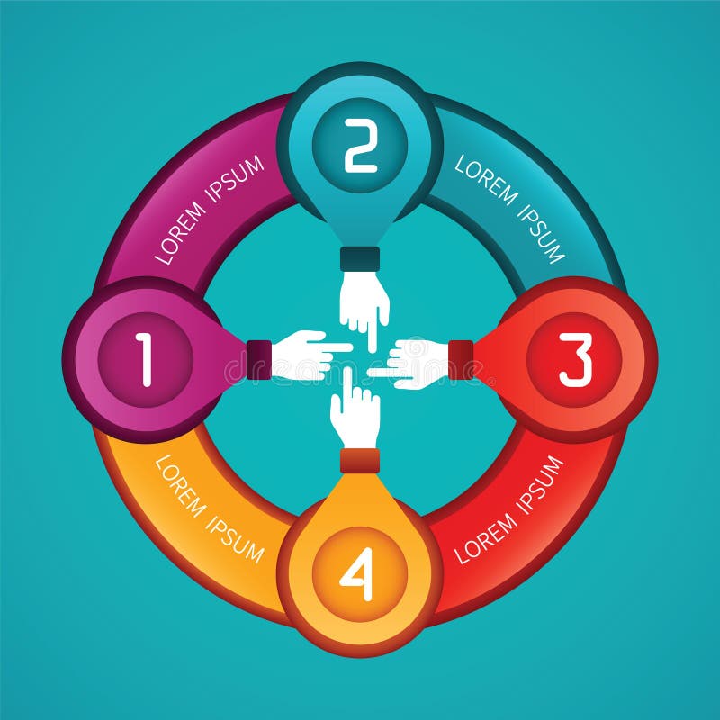 Abstract Vector 4 Steps Infographic Template in Flat Style for Layout ...