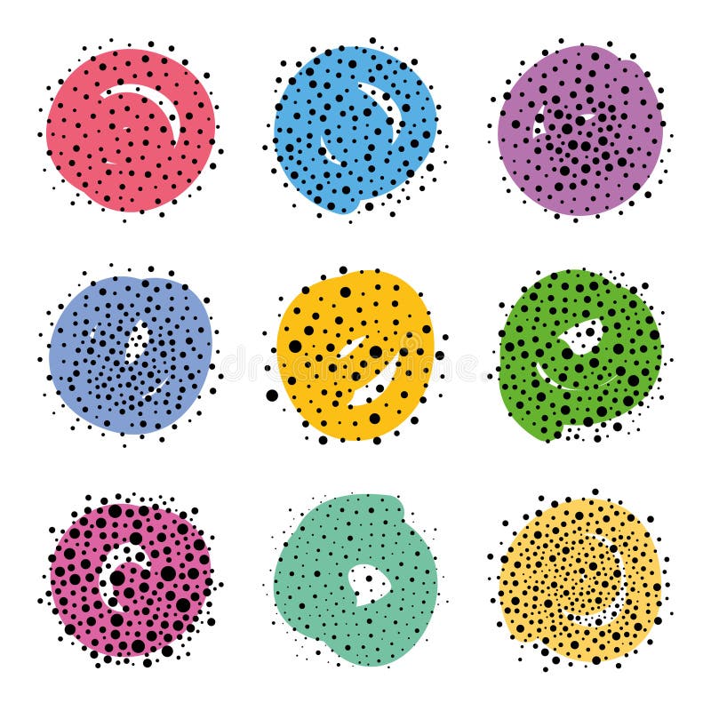 Abstract Vector Stipple Circle Design Element Set Stock Vector ...
