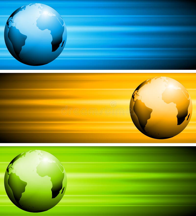 Abstract Vector Tech Banners with Globe Stock Vector - Illustration of ...