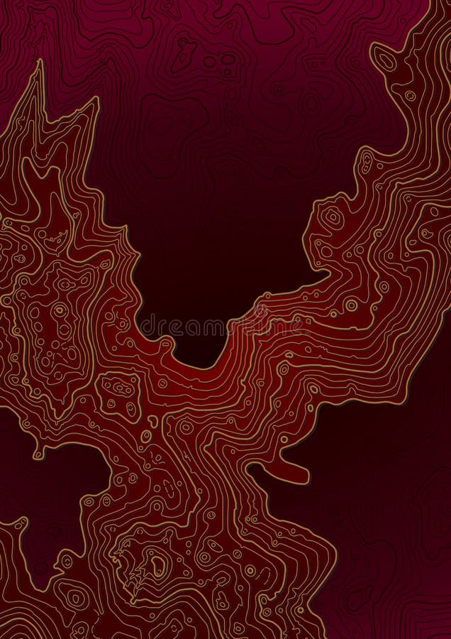 Abstract Vector Topographic Map in Dark Red Colors Stock Vector ...