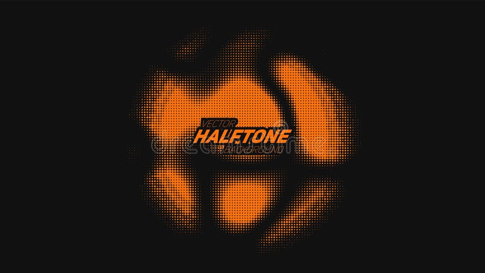Abstract Vector Torn Orange Halftone Distorted Sphere. Scrathed Dotted ...