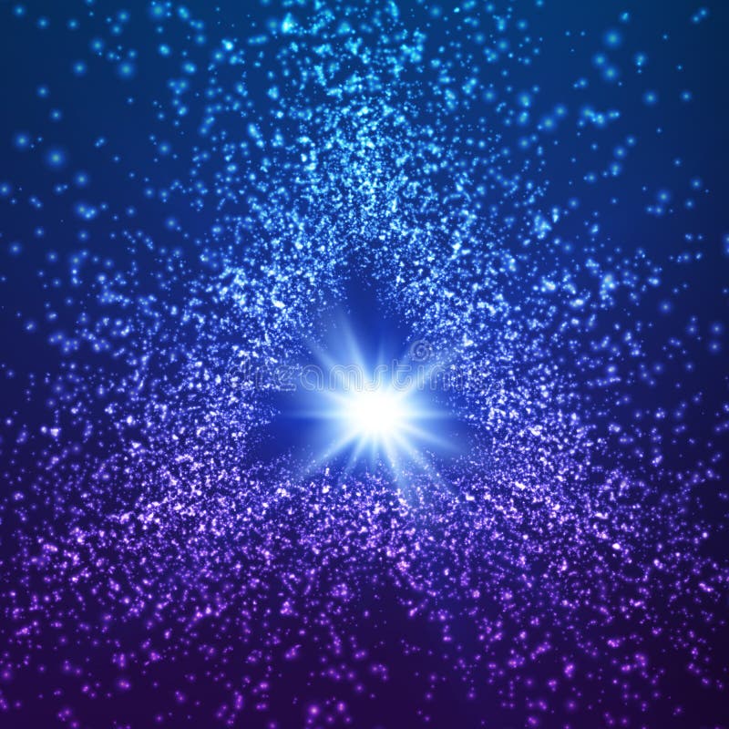 Abstract Vector Triangle Violet Space Background. Explosion of Glowing ...