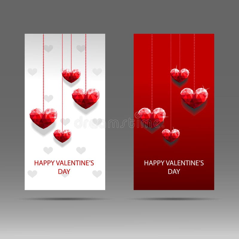 Abstract Vector Triangles Crystal Heart Template Valentines Day. Stock ...