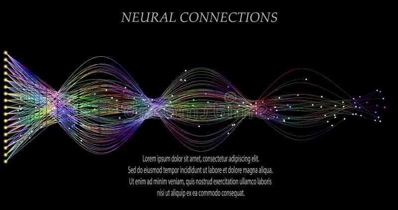 Abstract Vector Visualization Of Neural Connections Thin Colored Lines Connect Nodes Creating