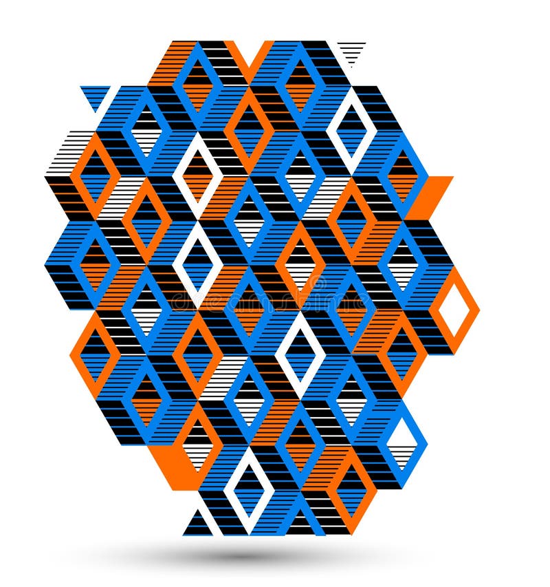 Abstract Vector Wallpaper with 3D Isometric Cubes Blocks, Geometric ...
