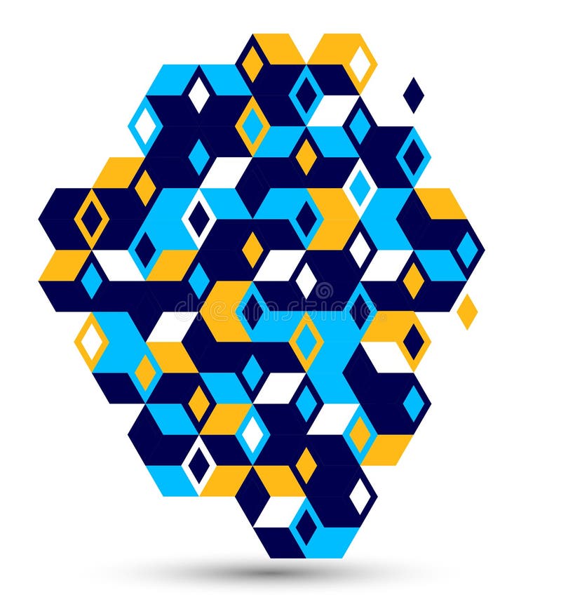 Abstract Vector Wallpaper with 3D Isometric Cubes Blocks, Geometric ...