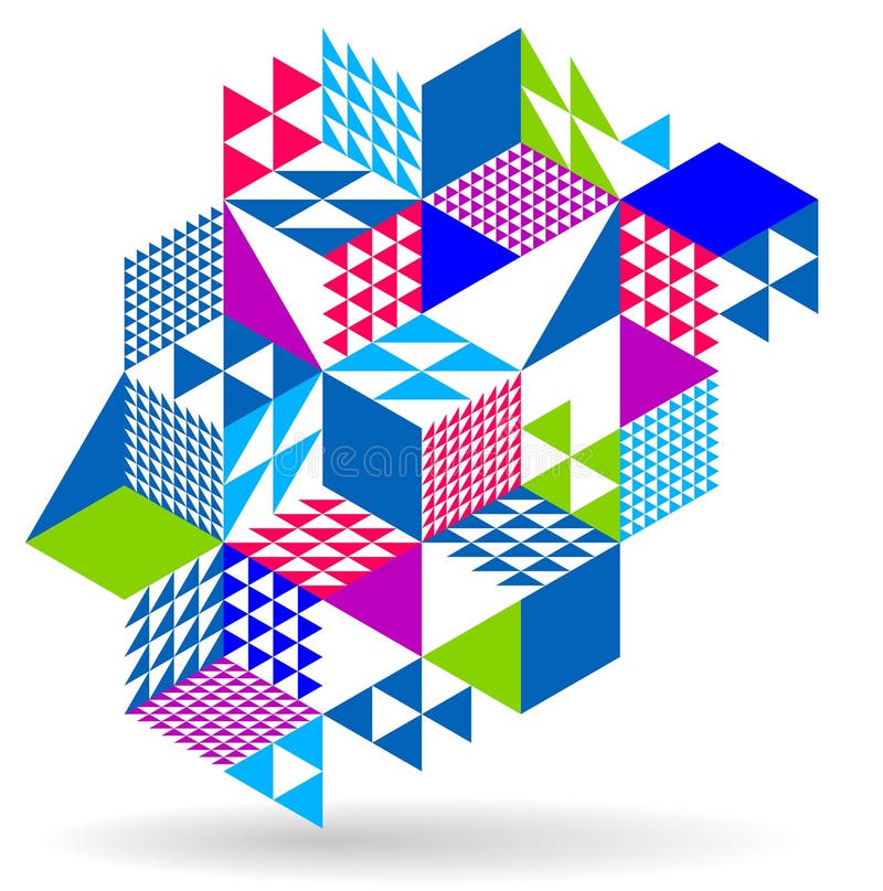 Abstract Vector Wallpaper with 3D Isometric Cubes Blocks, Geometric ...