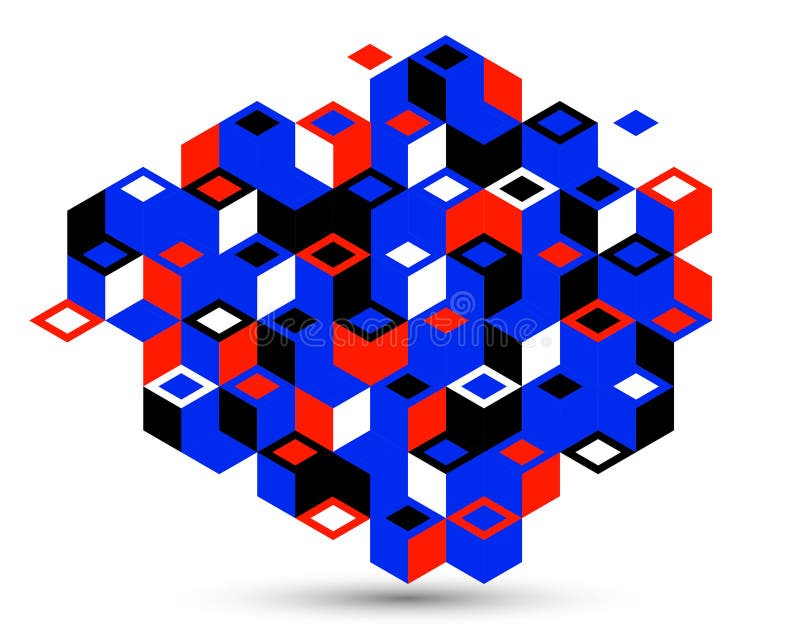 Abstract Vector Wallpaper with 3D Isometric Cubes Blocks, Geometric ...