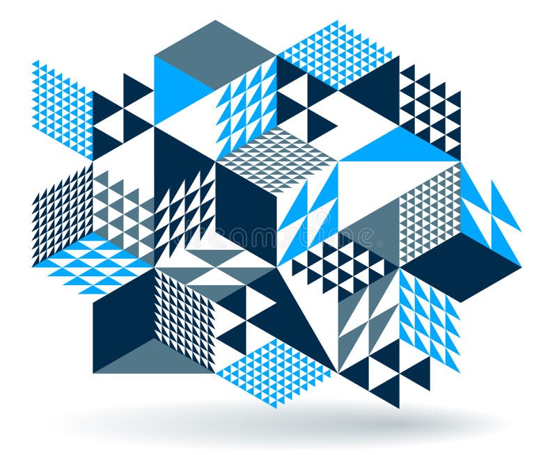 Abstract Vector Wallpaper with 3D Isometric Cubes Blocks, Geometric ...