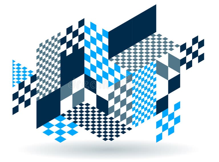 Abstract Vector Wallpaper with 3D Isometric Cubes Blocks, Geometric ...