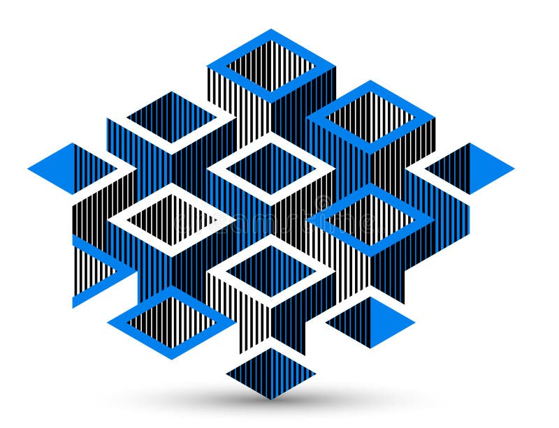 Abstract Vector Wallpaper with 3D Isometric Cubes Blocks, Geometric ...