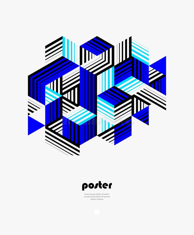 Abstract Vector Wallpaper with 3D Isometric Cubes Blocks, Geometric ...