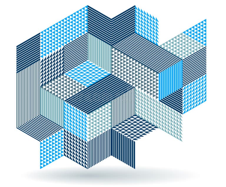Abstract Vector Wallpaper with 3D Isometric Cubes Blocks, Geometric ...