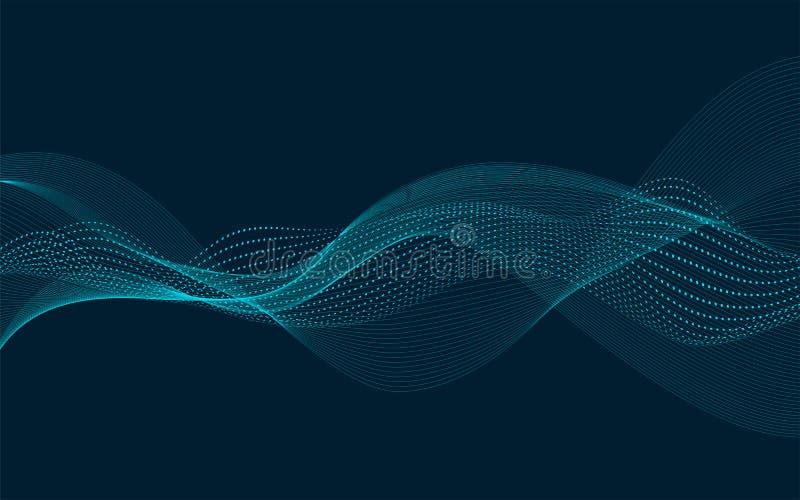 Vector Wave Abstract Background with Smooth Dots and Oscillating Lines ...