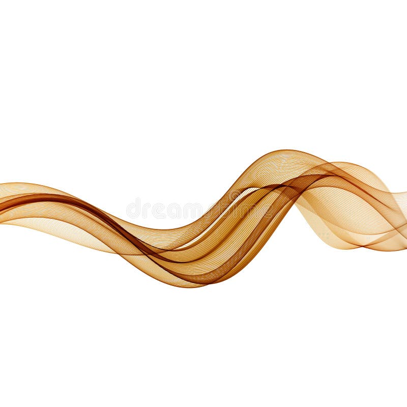 Abstract Vector Wave Lines of Gold Color, Flowing Wave on a White ...