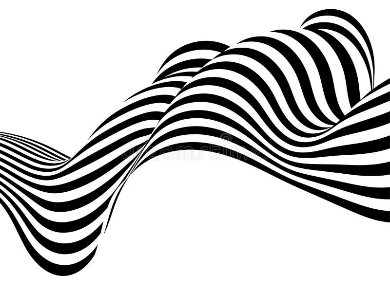 Abstract Vector Waves Background. 3D Optical Illusion - Line Art. Eps ...