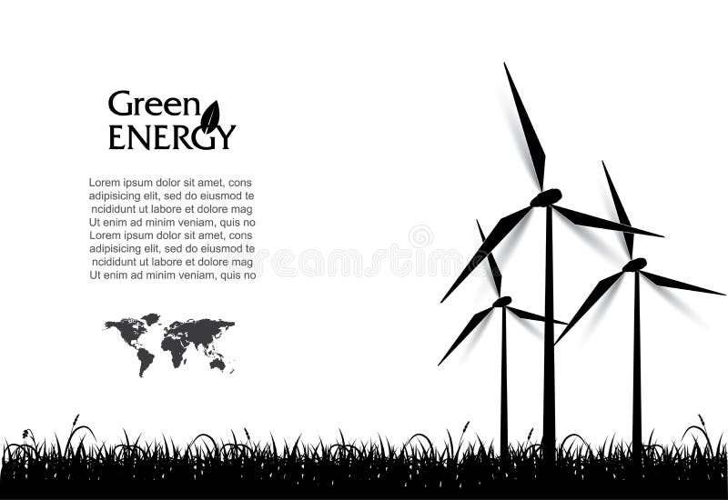 Abstract Vector with Wind Turbines, Green Energy Concept Stock Vector ...