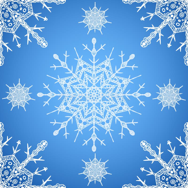 Abstract Vector Winter Snowflake on Blue Background Stock Vector ...