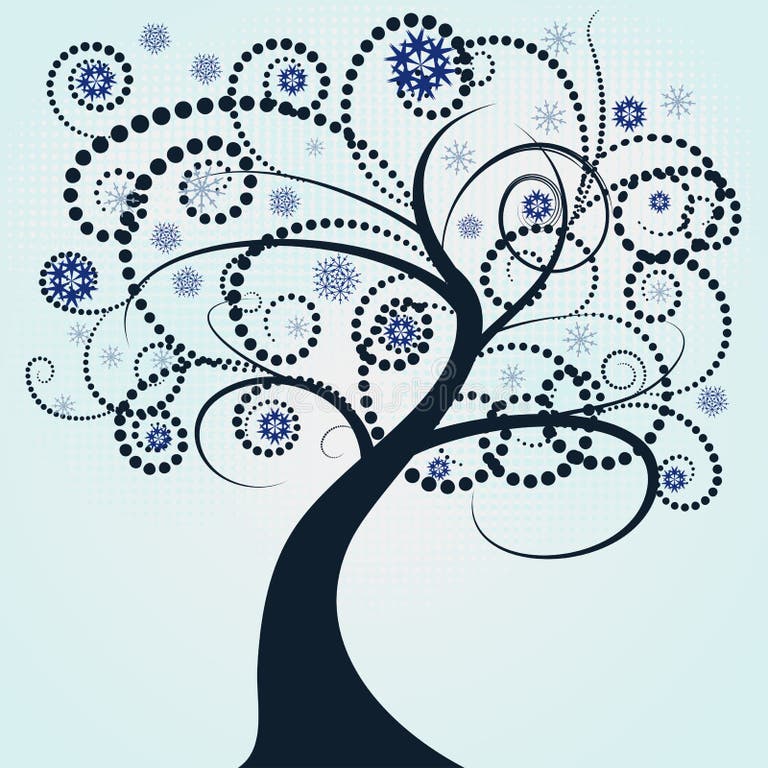 Abstract Vector Winter Tree De Stock Vector - Illustration of frame ...