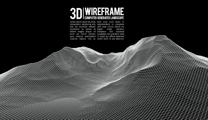 Abstract Vector Wireframe Landscape Background. Cyberspace Grid. 3d ...