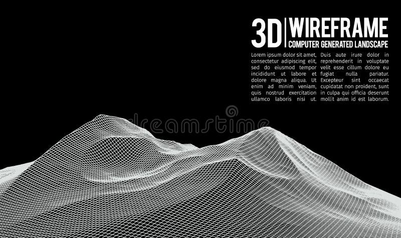 Abstract Vector Wireframe Landscape Background. Cyberspace Grid. 3d ...
