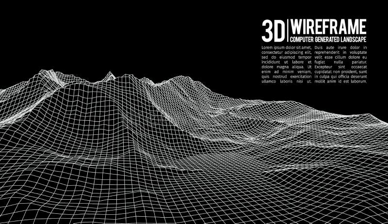 Abstract Vector Wireframe Landscape Background. Cyberspace Grid. 3d ...