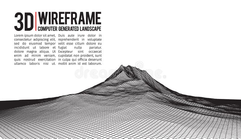 Abstract Vector Wireframe Landscape Background. Cyberspace Grid. 3d ...